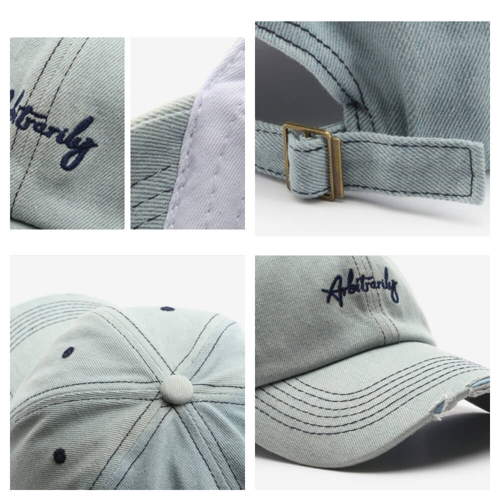 Design Your Own 6 Panel Ripped Denim Custom Embroidered Baseball Cap ...